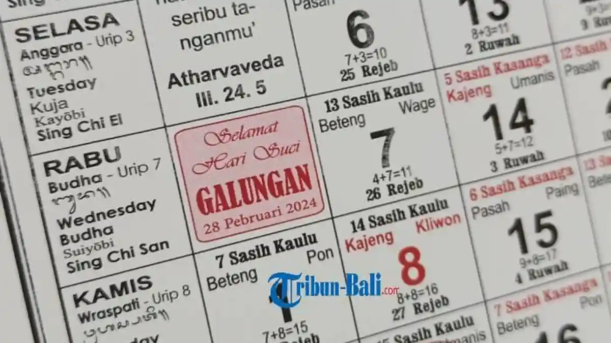 Ala Ayuning Dewasa Minggu 28 Desember 2025 Sesuai Kalender Bali, Redite ...