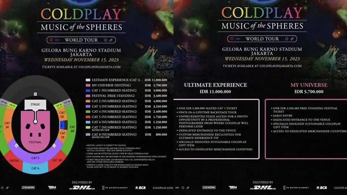 Ini Harga Tiket Konser Coldplay & Seat Map di Gelora Bung Karno Jakarta ...