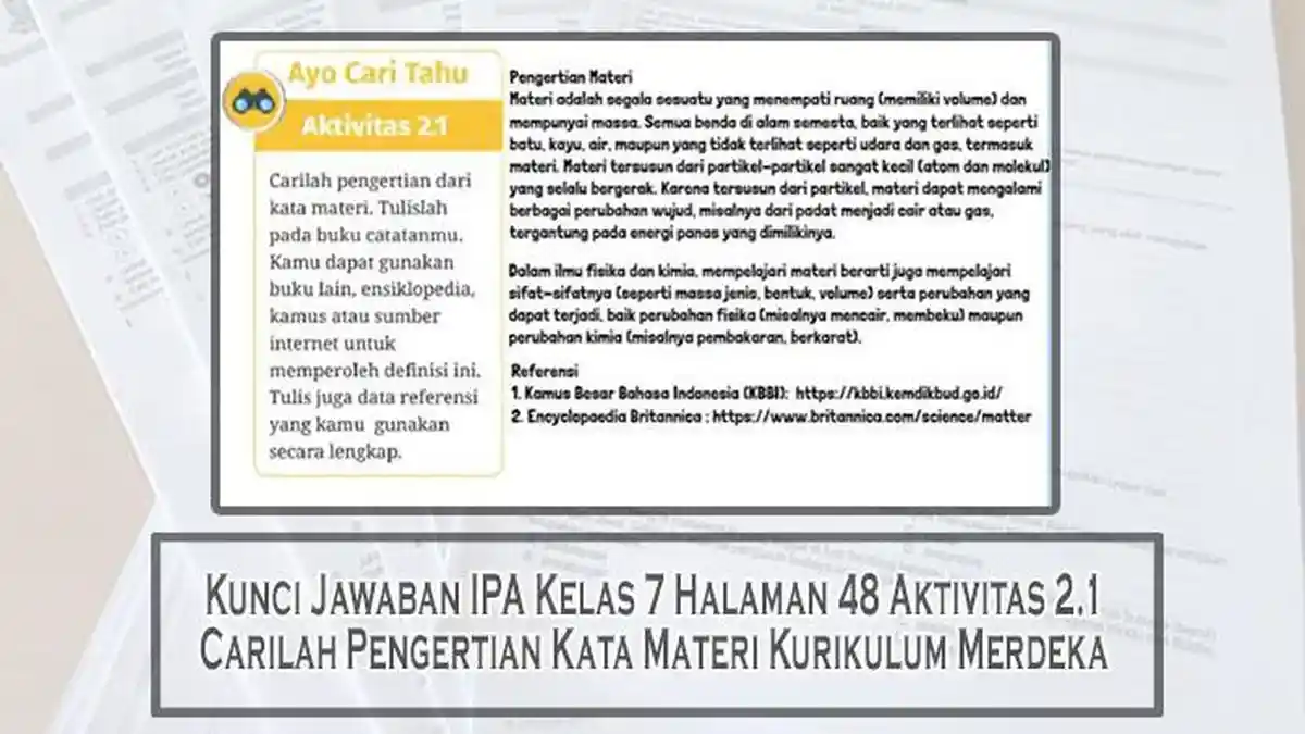 Kunci Jawaban IPA Kelas 7 Halaman 48 Aktivitas 2.1 Carilah Pengertian ...