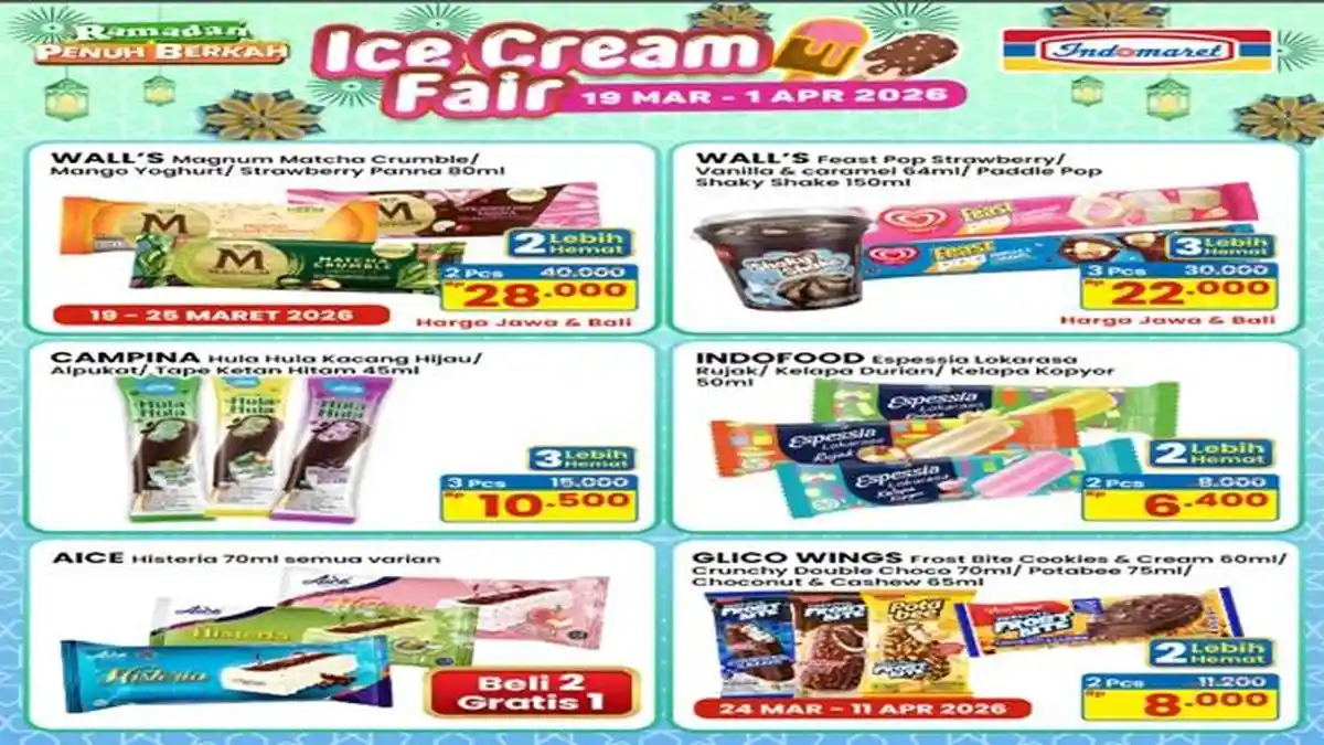 Promo Indomaret ICE CREAM FAIR Hari Ini Senin 30 Maret 2026, Aice ...