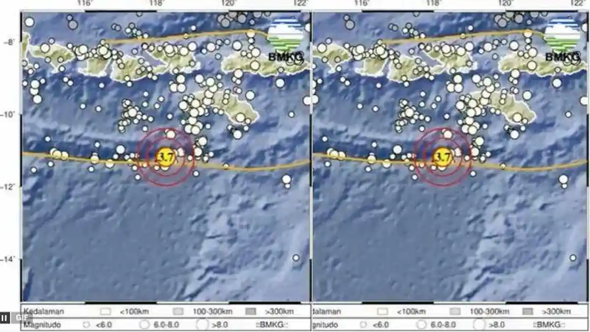 Gempa Hari Ini! Gempa Magnitudo 3.7 Guncang Kodi, Sumba Barat Daya, NTT ...