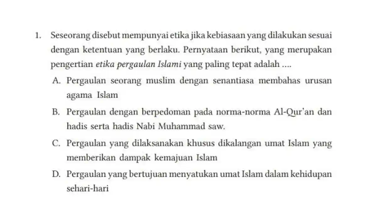 KUNCI JAWABAN PAI Kelas 9 Kurikulum Merdeka, Pengertian Etika Pergaulan ...