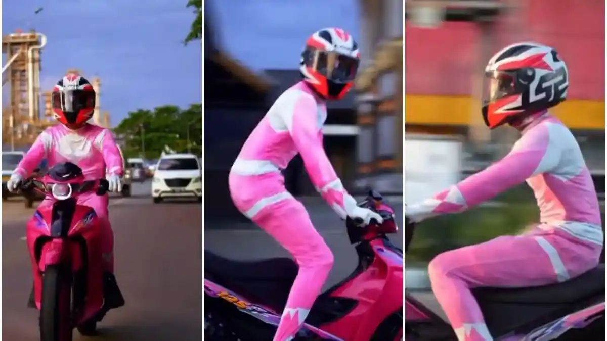 Viral, Pria di Balikpapan Berkendara dengan Kostum Power Rangers Pink ...