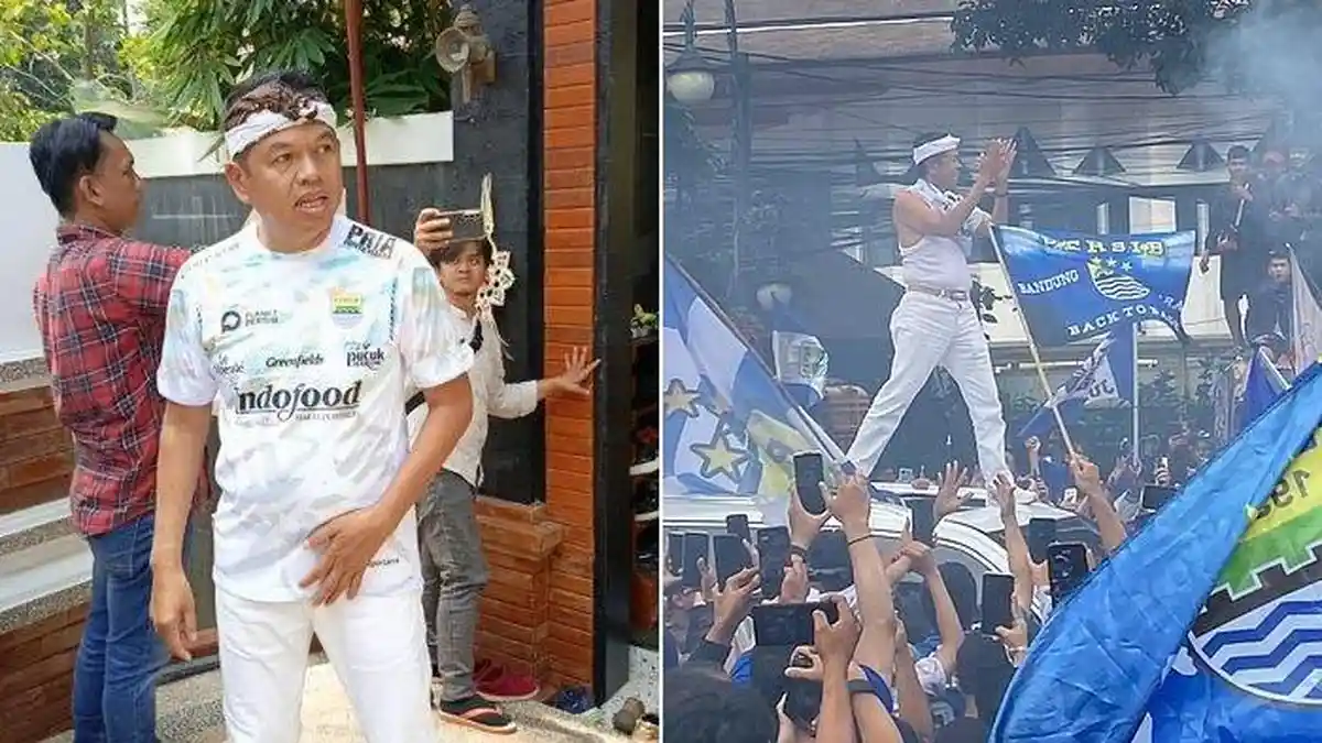 Aksi Dedi Mulyadi di Konvoi Persib Juara, Naik ke Atas Mobil hingga ...
