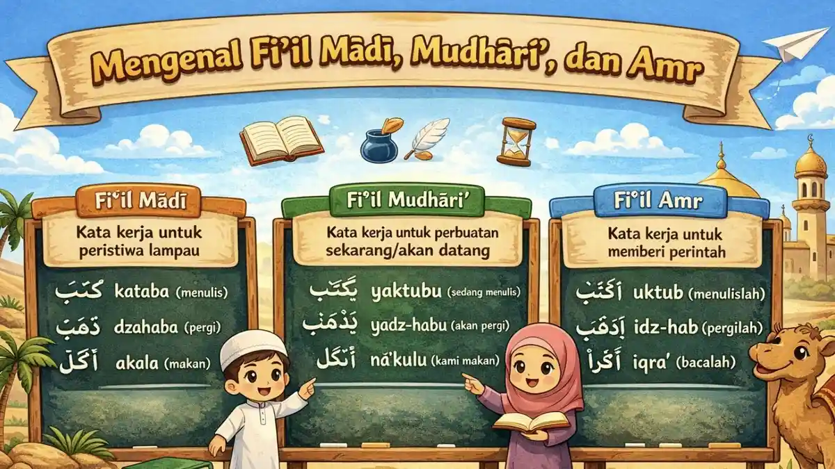 Mengenal Kata Kerja Bahasa Arab Fi’il Madi, Mudhari, Amr: Lengkap ...
