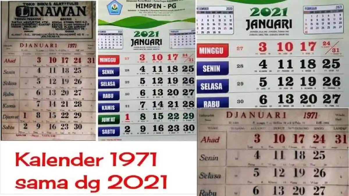 Misteri Kalender 1971 Kembar dengan Kalender 2021 Terpecahkan, Lapan ...