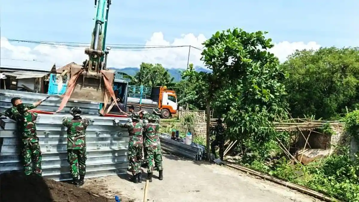 Jembatan Bailey di Desa Perigi Mulai Dibangun - Tribunlombok.com