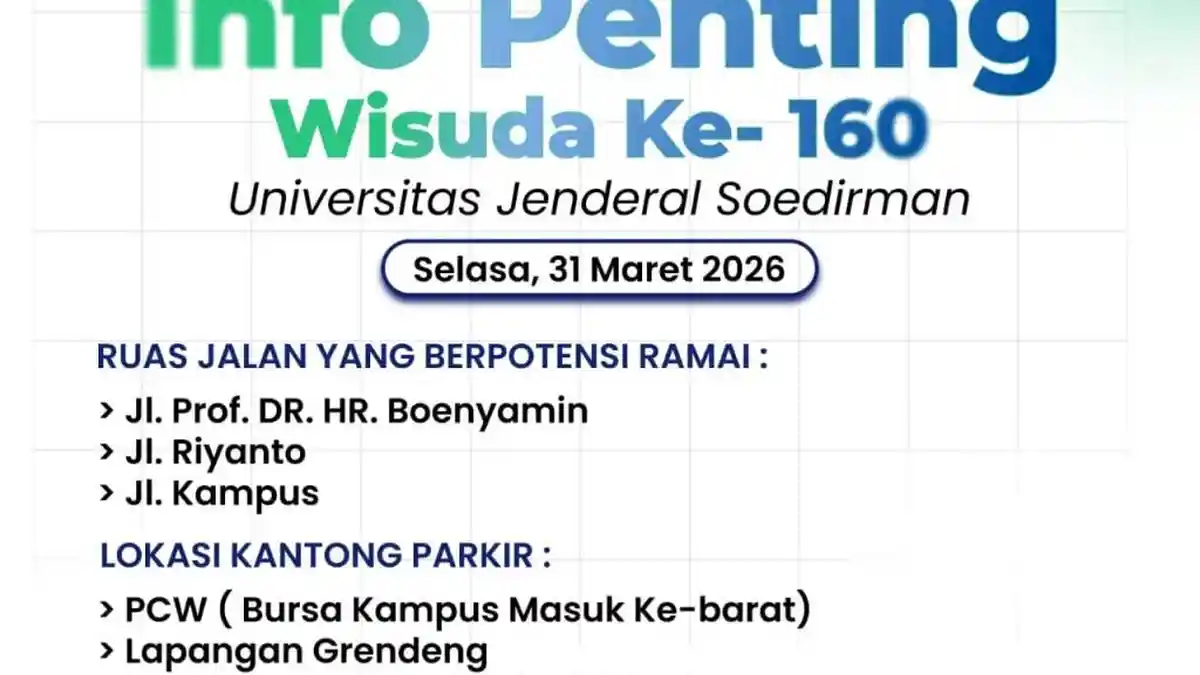Wisuda ke-160 Unsoed Digelar Selasa Esok, Ini Dia Sejumlah Ruas Jalan ...
