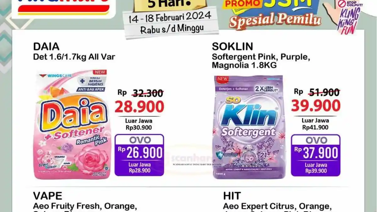 HARGA Sabun Cuci di Alfamart Indomaret 17-18 Februari 2024: Soklin ...