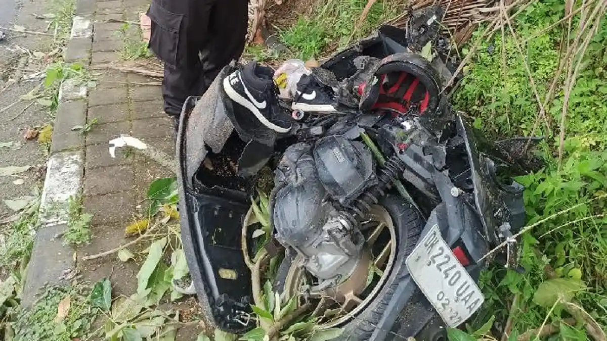 RINGSEK! Motor Nyoman Sumarta Usai Tertimpa Pohon Tak Dapat Dikenali ...