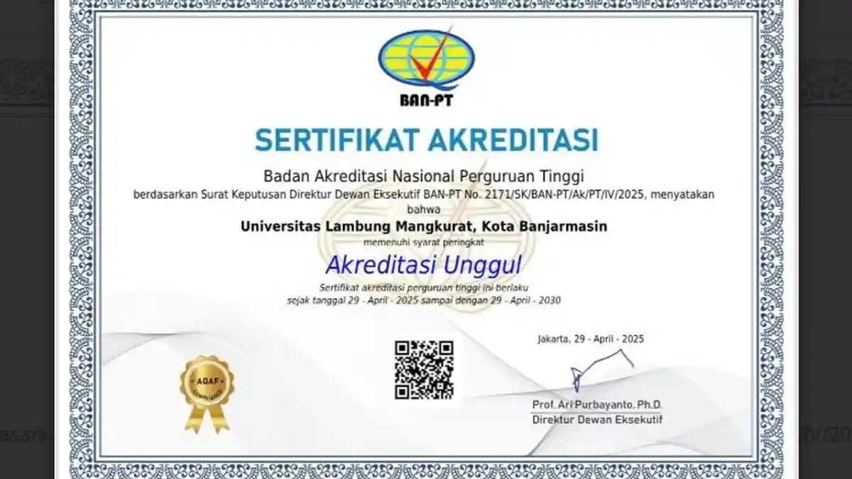Resmi Kantongi Sertifikat Akreditasi Unggul, ULM Siap Jaring Mahasiswa ...