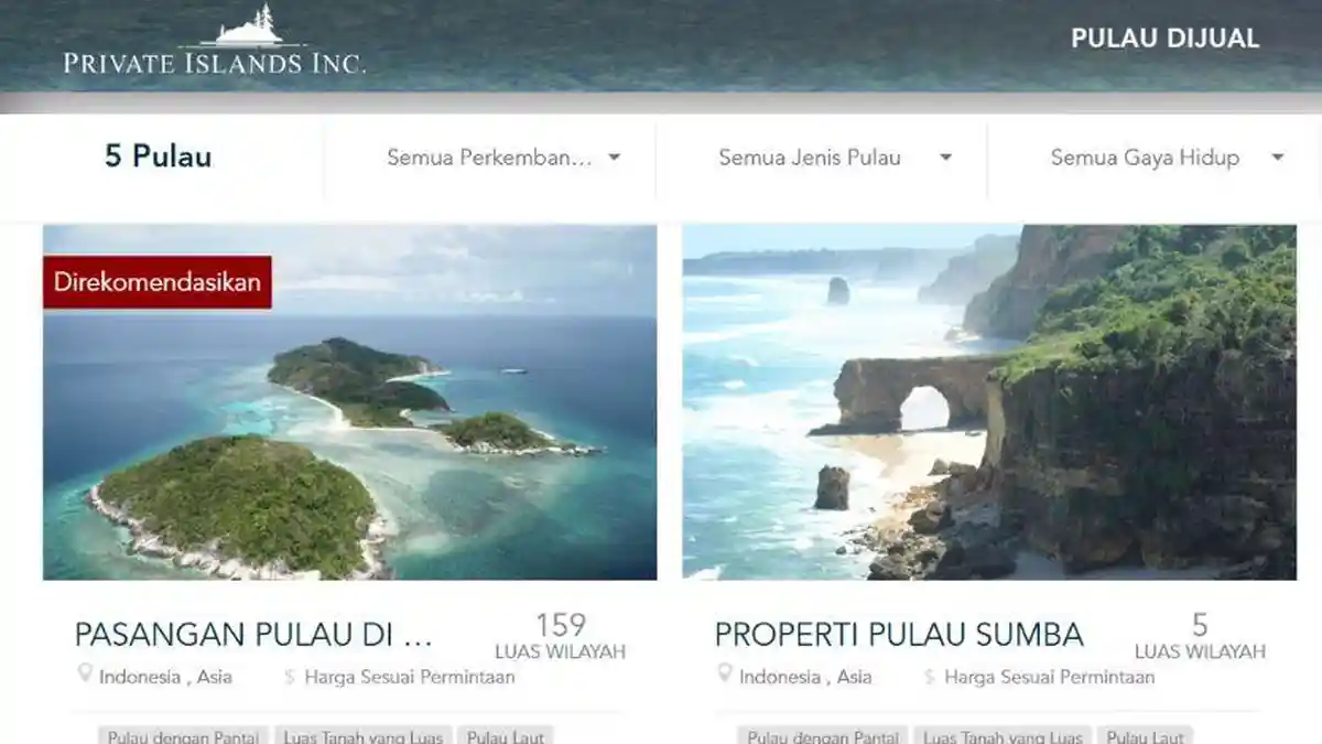 Heboh 8 Pulau di Indonesia Dijual dan Disewakan di Sebuah Situs, Harga ...