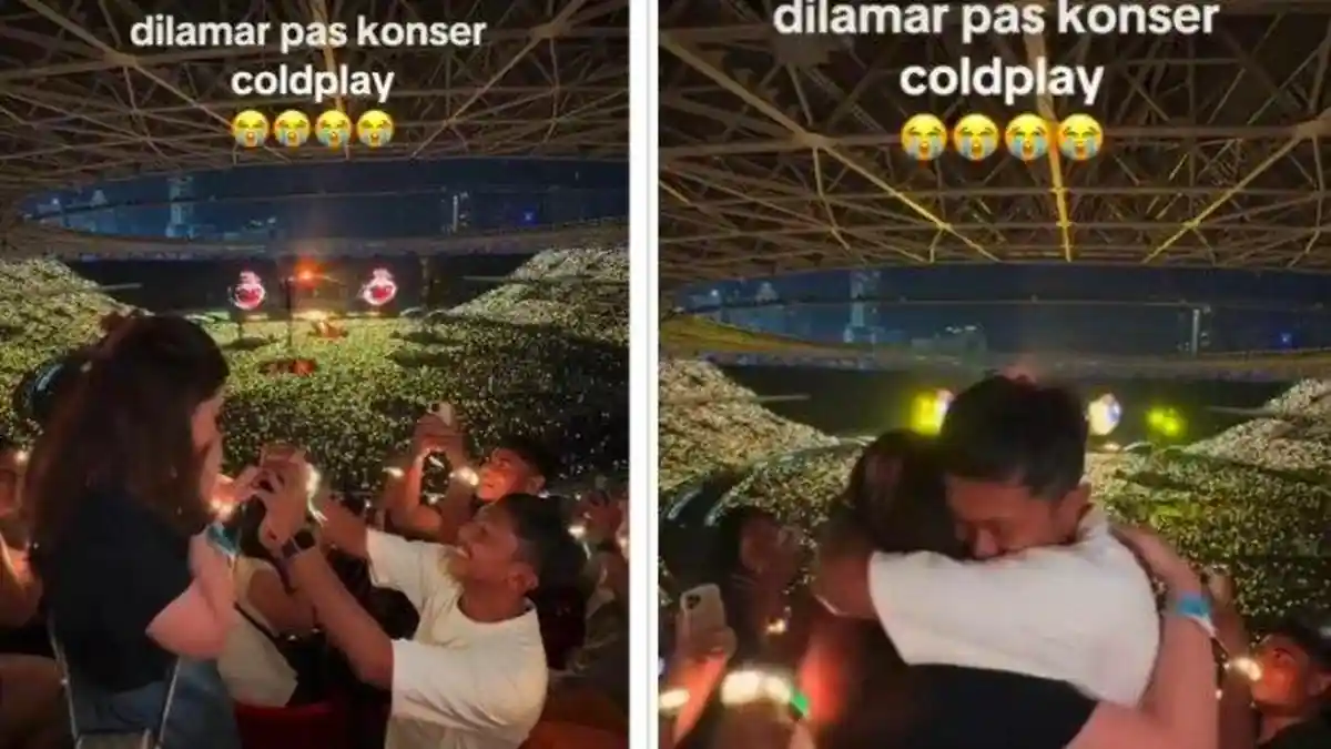 Romantis Pria Lamar Pacarnya Saat Konser Coldplay Beri Cincin Sambil