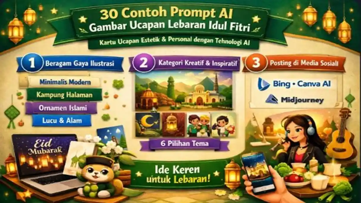 30 Contoh Prompt AI Gambar Ucapan Lebaran Idul Fitri 2026, Gambar ...