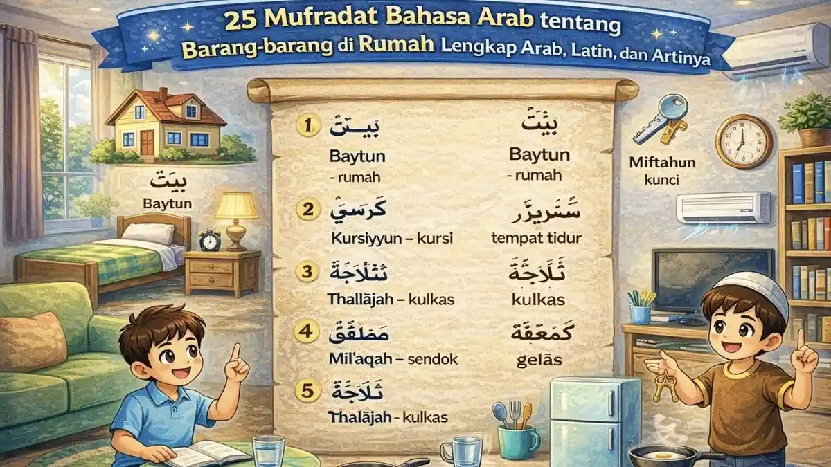 25 Mufradat Bahasa Arab tentang Barang-barang di Rumah, Lengkap Latin ...