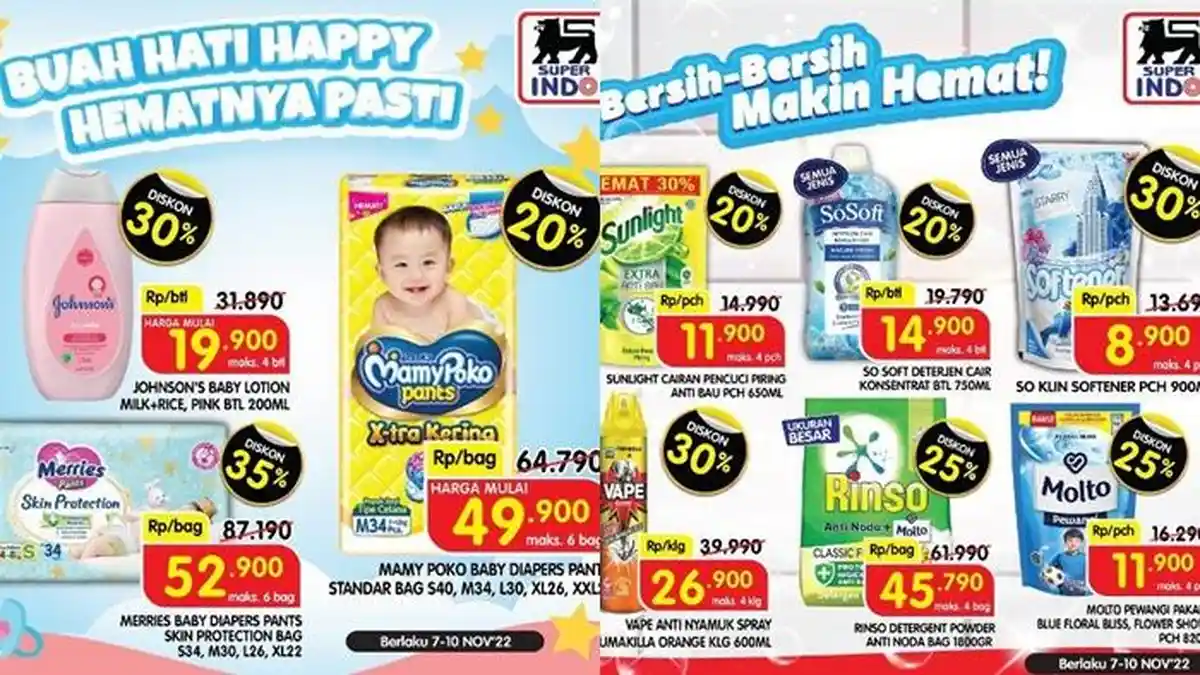 BARU Promo Superindo Hari ini Senin 7 November, Pampers Anak dan Sabun ...
