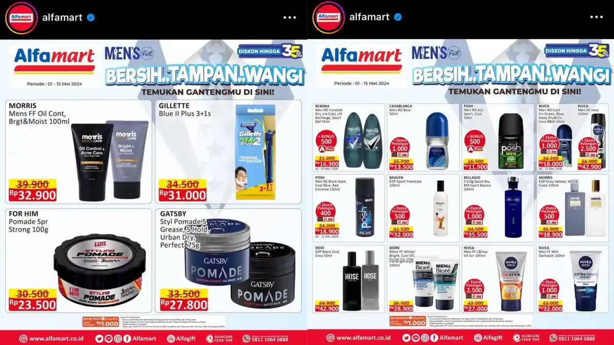 16 Produk Murah! Diskon Kebutuhan Pria di Alfamart Hari Ini, Ada Promo ...