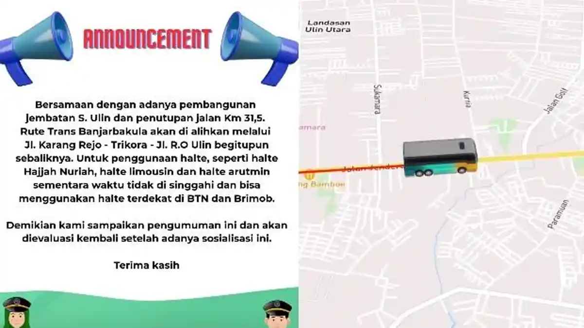 Jalan A Yani Km 31 Banjarbaru Ditutup, Bus Tayo Langsung Ubah Rute ...