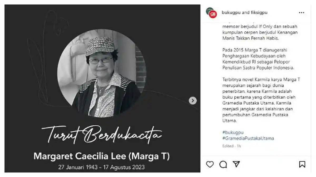 Kabar Duka, Penulis Novel Badai Pasti Berlalu Marga T Meninggal Dunia ...