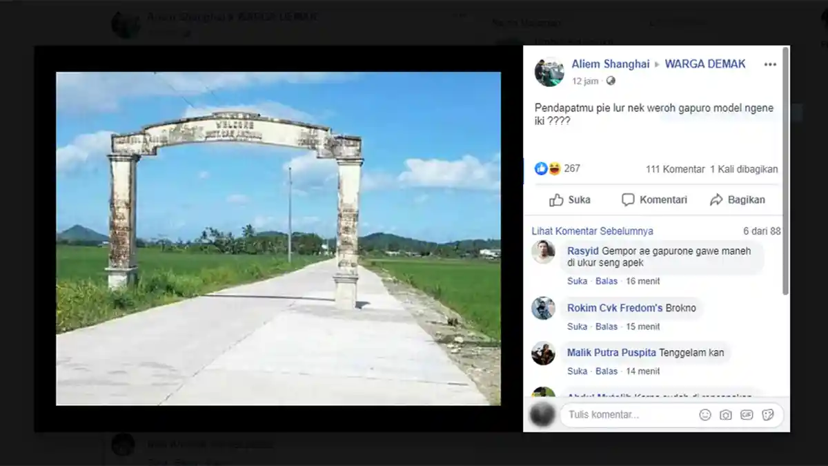Cek Fakta Viral Foto Gapura Tak Simetris dengan Jalan, Bukan di Demak ...